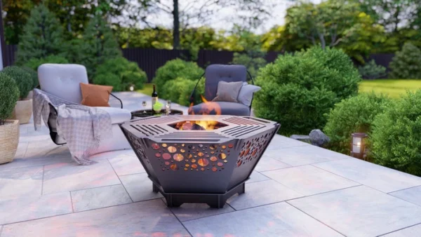 Hexagon Foldable Fire Pit Grill V5. Backyard BBQ – Metal Medic